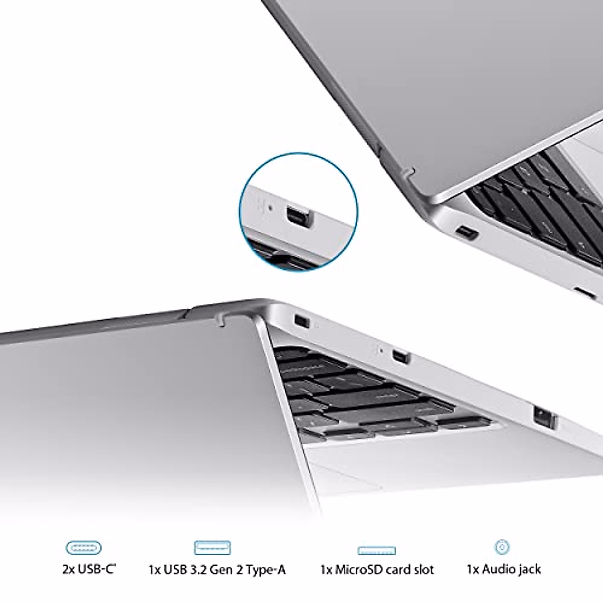 ASUS Chromebook CX1, 11.6" HD NanoEdge Display, Intel Celeron N4020 Processor, 64GB eMMC, 4GB RAM,Military Grade Standard  Chrome OS, Transparent Silver, CX1101CMA-DB44