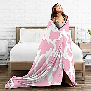 Pink Cow Print Adult Kids Fleece Blanket Throw Blanket for Bedding Living Room Decor Sofa Blanket 50"X40"