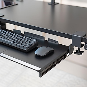 VIVO Small Keyboard Tray, Under Desk Pull Out with Extra Sturdy C Clamp Mount System, 20 Inches (26 Inches Including The Clamps) x 11 Inches Slide-Out Platform Computer Drawer for Typing, Black,