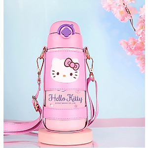 Hello Kitty Stainless Steel Insulated Water Bottle with Bag Pink 500ml