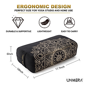 Yoga Bolster Pillow (2 Pack) Luxurious Eco Suede Yoga Bolster for Restorative Yoga, Meditation, Rectangular Yoga Pillow With Carry Handle, Washable Cover (Eco Suede-black)