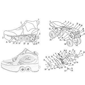 NOLLY Shoes Roller, Roller Sneakers Shoes Wheels for Best Gifts, Quad Roller Pulley Ice Skates for Adult Outdoor Sports,Black-39