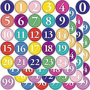 Youngever 1800 Pcs 0-99 Numbers Stickers for Office, Classroom, Organizing, Each Measures 1 inch Diameter (Multi Color Style)