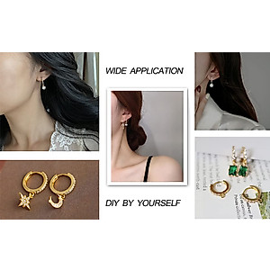 Pandahall 10pcs Real Gold Plated Cubic Zirconia Hoop Earrings Round Lever Back Earring Components Findings for Women Gifts Jewelry Making DIY Crafts 15x2.5x13.5mm