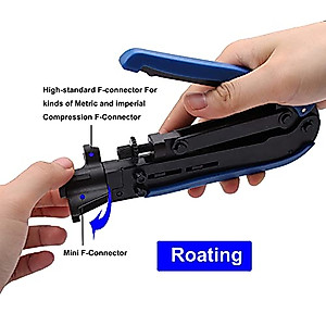 Knoweasy Coax Compression Tool - Coax Crimper and RG6 Crimping Tool for Coax RG6, RG59, and RG11 Cable F-Connectors