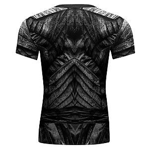 Red Plume Men's Compression Shirts Workout Sports Fitness Short Sleeve Training Base Layers Shirt (Dark Grey, M)
