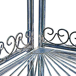 SAFAVIEH PAT5013C Outdoor Collection Abarrane Antique Blue Wrought Iron 4-Tier Corner Shelf