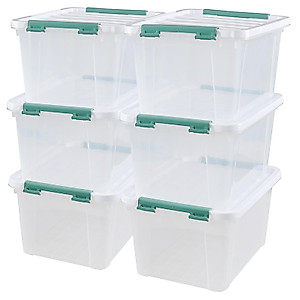 Ramddy 20 Quart Latching Storage Box, 6 Pack, Clear Plastic Container Bin