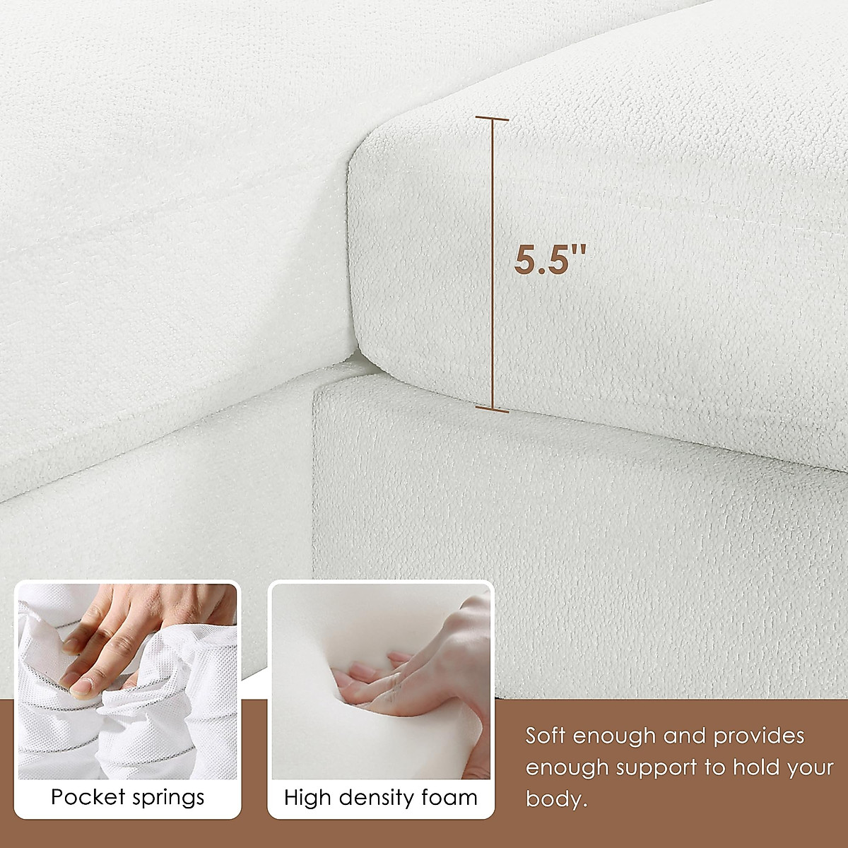 Merax Granular Velvet U Shaped Sectional Sofa,Modern U Shape Sofa Sectional with Double Chaise,6-Seat Sofa Couch for Living Room,Bedroom,Beige