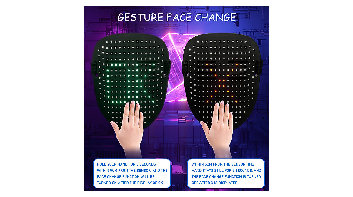 MOYACA LED Mask - Gesture Sensing & 50 Patterns