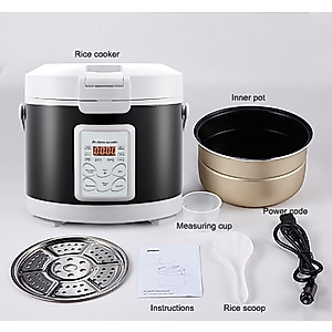 12V/24V Mini Rice Cooker, 3L Portable Travel Rice Cooker For Car/Truck, Small Rice Cooker with Steam Tray, Cooking Heating and Keeping Warm Function(BLACK)