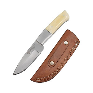Wild Turkey Handmade Collection Full Tang Fixed Blade Real Bone Handle Skinner Knife wLeather Sheath.. (2035), Wood,Stainless Steel,Blue