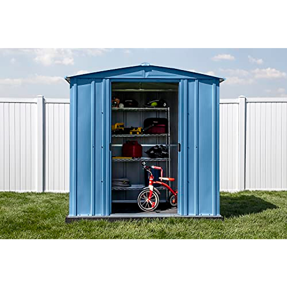 Arrow Classic Steel Storage Shed, 6x7, Blue Grey