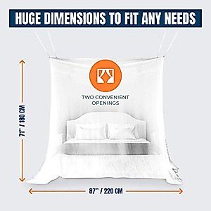MEKKAPRO Ultra Large Mosquito Net with Carry Bag, Bug Netting with 2 Openings | Mosquito Netting for Bed, Patio, Camping, Outdoor & Travel | Mosquito Net for Bed with Carrying Pouch & Hanging Kit