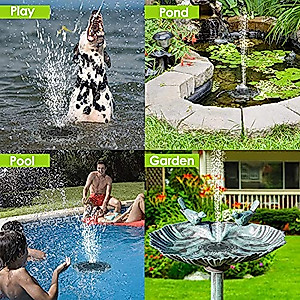 1.4W Solar Fountain Pump For Bird Bath,Floating Solar Water Fountain Free Standing Solar Pond Pump with 4 Nozzles,Solar Fountain for Garden Outdoor Aquarium,No Electricity Required-Flower 16cm(6.3inch