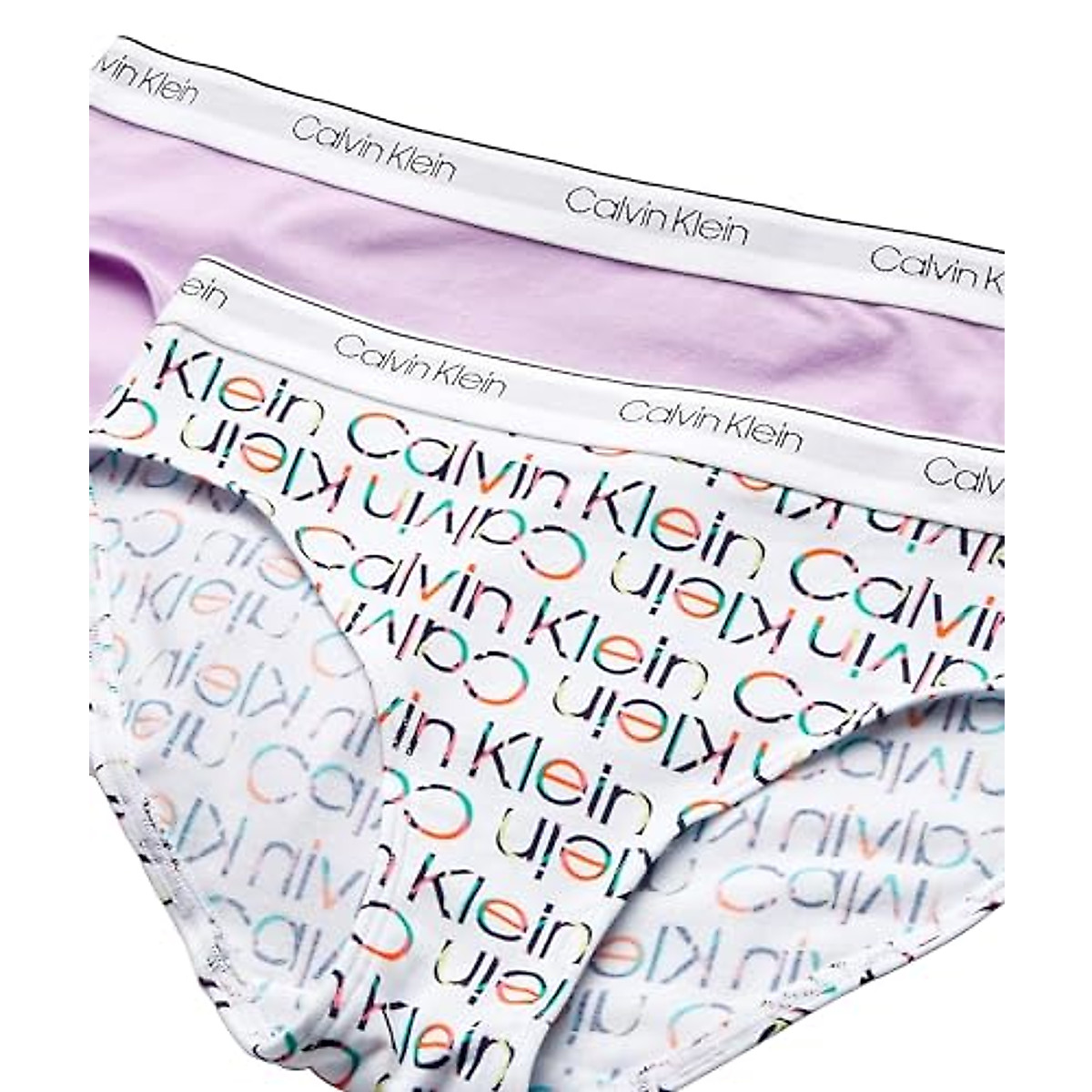 Calvin Klein Girls' Little Modern Cotton Bikini, 2 Pack-Ck Logo White, Medium