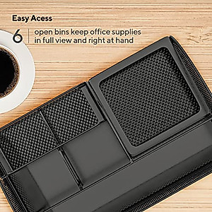 Mindspace Desk Organizer for Office Desk Organizers and Accessories with 6 Compartments + Drawer | The Mesh Collection, Black