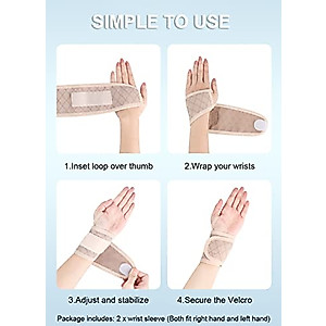 2 Pack Wrist Brace Wrist Wraps for Women Men, Carpal Tunnel Wrist Brace Wrist Straps for Weightlifting (Beige)