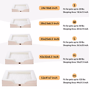 pettycare Orthopedic Dog Bed for Extra Large Dogs - Bolster Egg Crate Foam Dog Sofa with Waterproof Removable Washable Cover, Non-Slip Bottom, Extra Head and Neck Support, Cozy Flannel, White