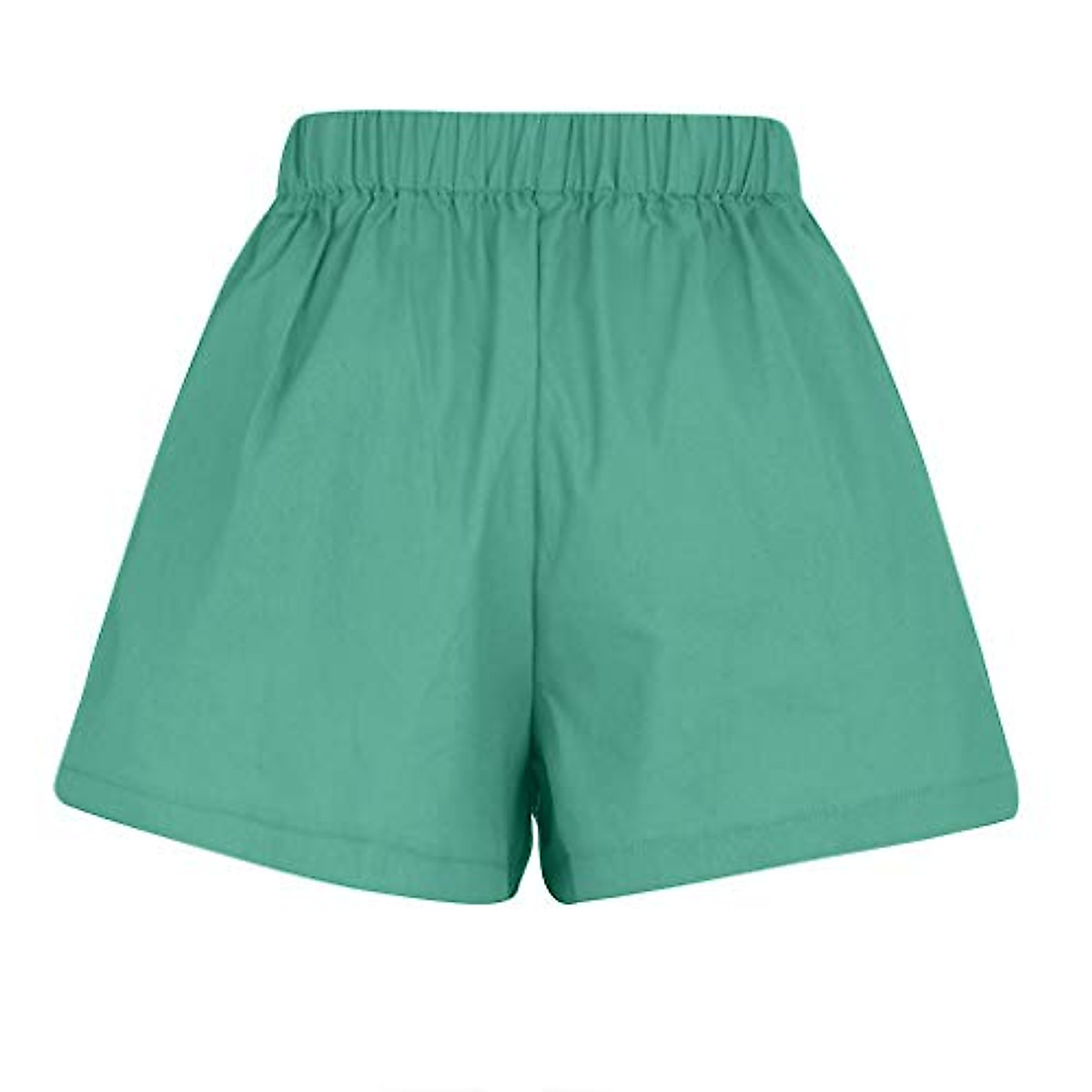 New Beach Shorts, Thenlian Women's Fashion Solid Color Cotton Flax Elastic Short Pants Leisure Shorts(XXXXL, Blue)