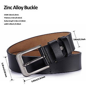 HYCOPROT Men's Belt, Leather Dress Belt with Single Prong Buckle 1.5'' for Casual and Business Adjustable Trim to Fit