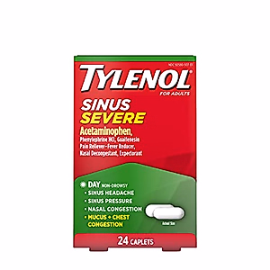 Tylenol Sinus Severe Daytime Caplets with Acetaminophen, Guaifenesin & Phenylephrine HCl, 24 ct