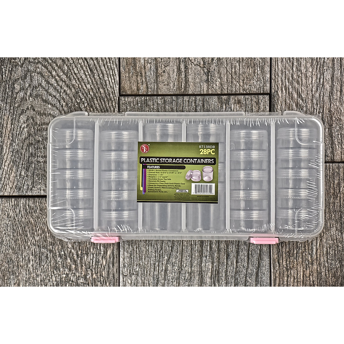 SE 28-in-1 Round Containers Inside a Plastic Storage Box with Stackable Screw-On Lids - 87138DB
