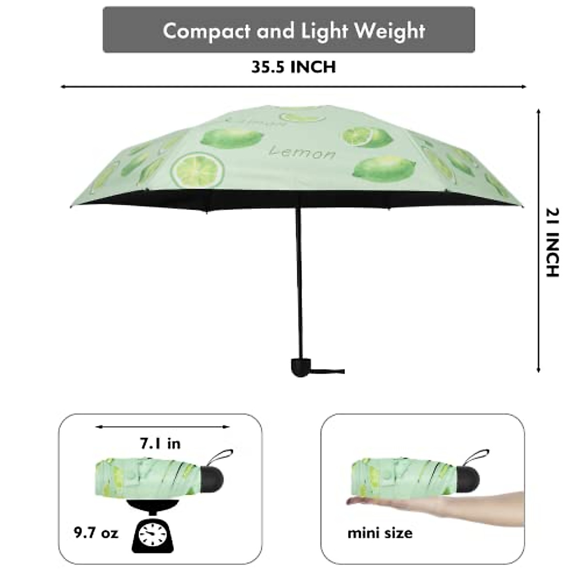 Xiuying Feng Mini Travel Umbrella, Small Compact Portable Umbrella for Sun and Rain, Windproof Parasol with 99% UV Protection for Women and Men
