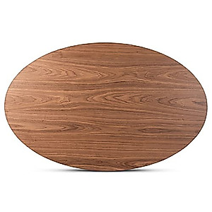 BOWERY HILL Modern Walnut Brown Finished Wood 71-Inch Oval Dining Table