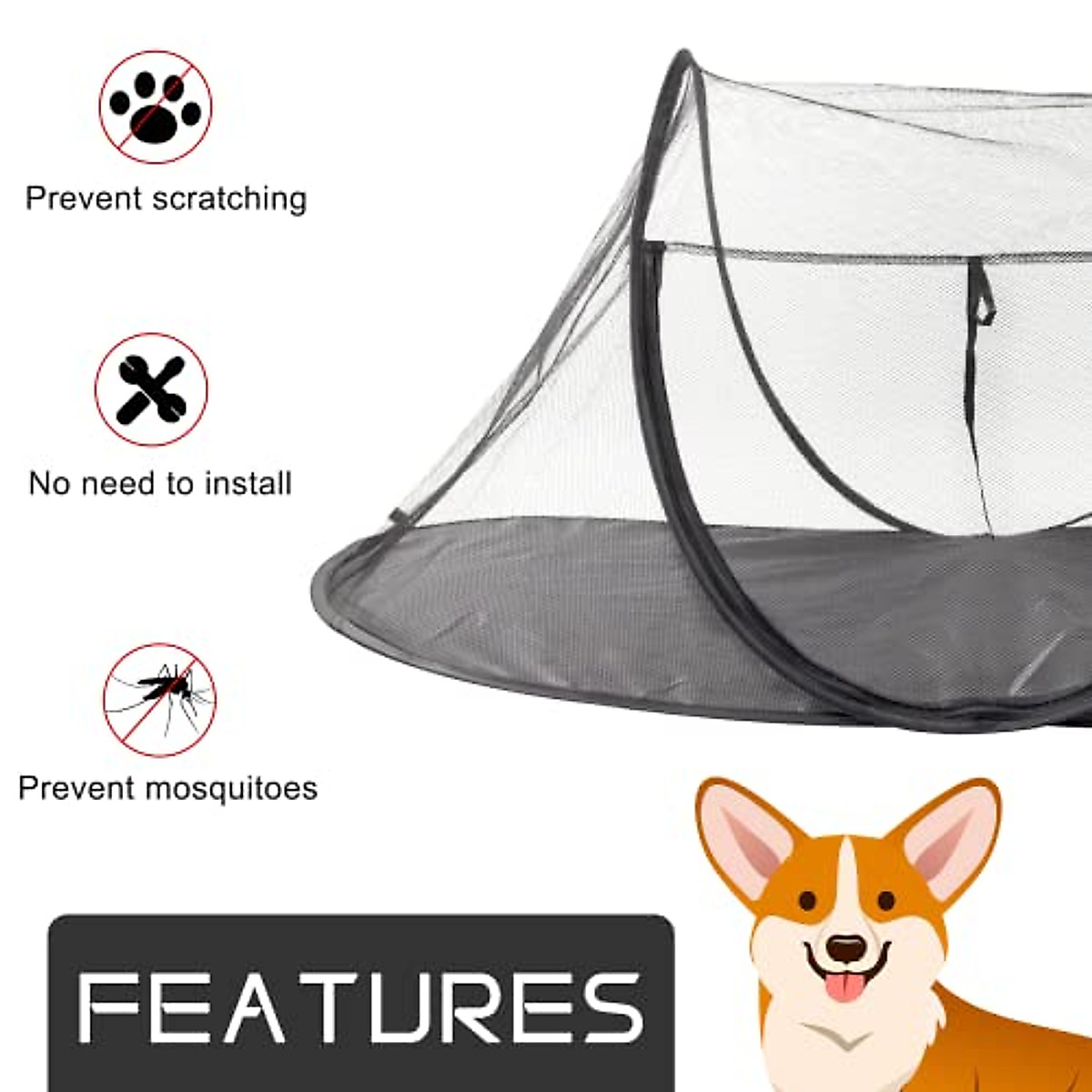 Outdoor Cat Enclosures, Portable Cat Tent for Bearded Dragon, Dogs and Small Animals, Cat Outdoor Tent with Foldable Bag(Black)