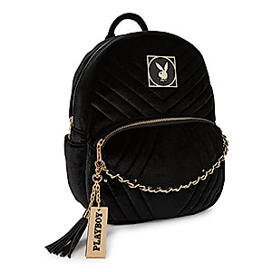 Spencer Gifts Black Velvet Playboy Mini Backpack | Officially licensed | Adjustable straps | Large front pocket | Fully lined | Zipper closure | Spot clean | Imported
