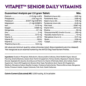 NaturVet –VitaPet Senior Daily Vitamins for Senior Dogs – Plus Glucosamine – Full Spectrum of Vitamins & Minerals – Enhanced with Glucosamine for Added Joint Support – 365 Time Release Tablets