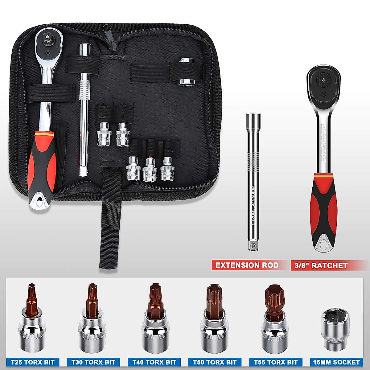 SUPAREE Hardtop Wrangler Door Removal Kit Torx Wrangler Tool kit Set Socket for 1997-2019 2020 CJ TJ JK JKU JL JLU Sport Sahara Rubicon X