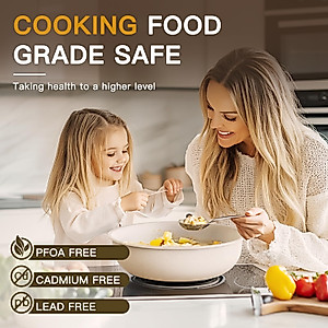 Astercook 21 Pcs Pots and Pans Set Non Stick, Ceramic Cookware Set Detachable Handle, RV Kitchen Cooking Set Removable Handles, Oven Safe, Induction Ready, Stackable Non-stick Set, Cream White