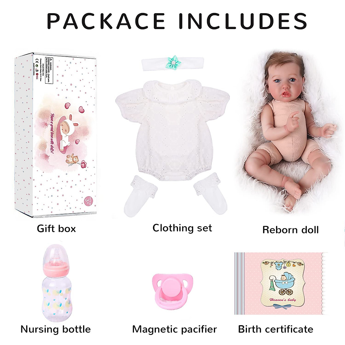 KSBD Reborn Baby Dolls Real Saskia Replica, 20 inch Newborn Girl Doll With Realistic Veins, Lifelike Handmade Vinyl with Weighted Cloth Body, Advanced Painted Gift Set for Kids Age 3+