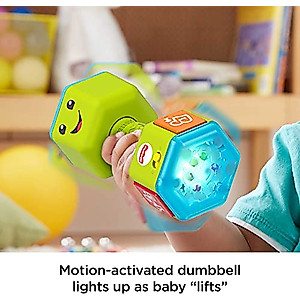 Fisher-Price Laugh & Learn Baby To Toddler Toy Countin’ Reps Dumbbell Rattle With Lights & Music For Ages 6+ Months