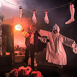 SIHUAN Halloween Horror Party Decorations Hanging Broken Body Parts Halloween Scary Props Bloody Hands Feet Halloween Tricky Haunted House Crime Scene Vampire Zombie Party Favor（3PCS Body Parts）