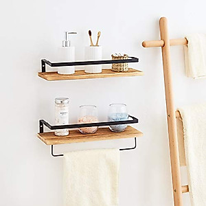 Coral Flower Floating Wall Mounted Shelves for Kitchen, Bathroom,Set of 2, 16.10inch, Brown