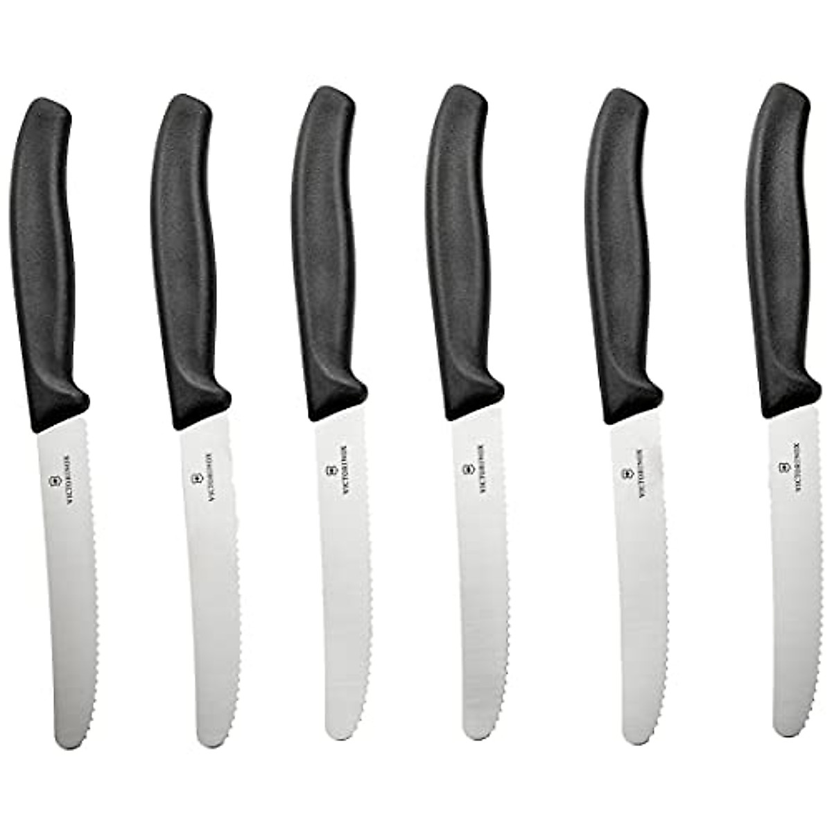 Victorinox Swiss Army Cutlery Swiss Classic Serrated Steak Knife Set, Round-tip, 4.5-Inch, 6-Piece