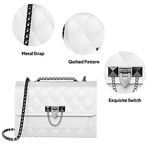 Intrbleu Large Purses and Handbags for Women, Quilted Shoulder Bags Faux Leather Crossbody Bags for Women with Adjustable Metal Shoulder Strap (White)