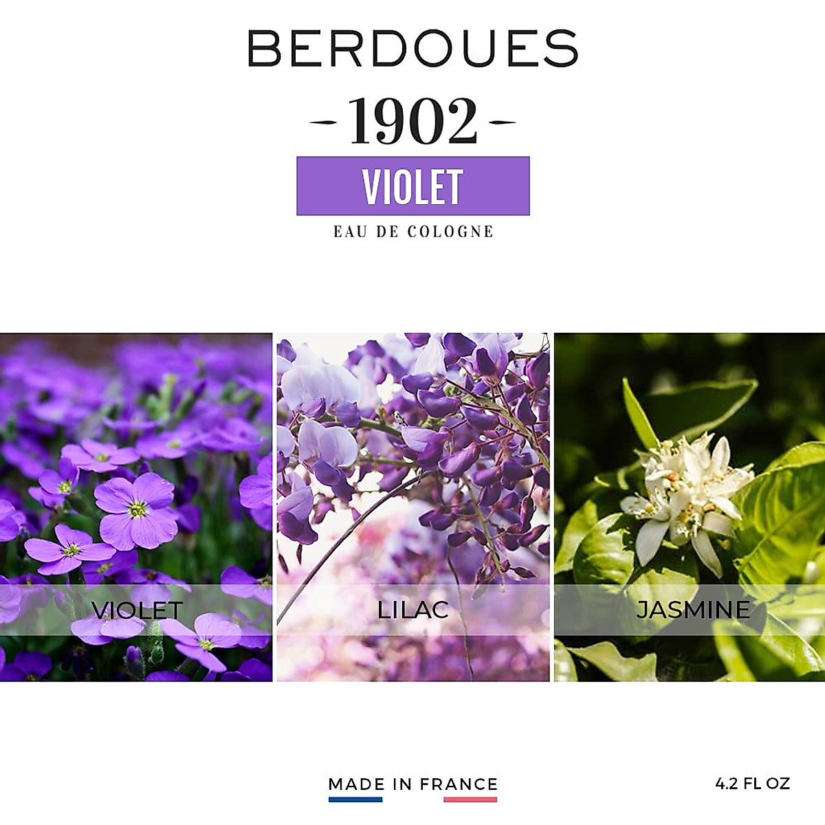 Berdoues Eau de Cologne Spray, Violette, 4.2 Fl Oz