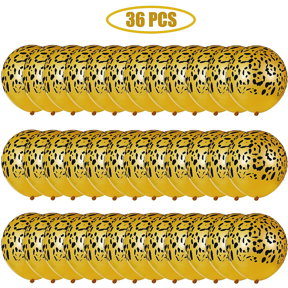 Gejoy 36 Pieces Leopard Balloons Cheetah Balloons Leopard Print Balloons Jungle Animal Balloons Leopard Spots Latex Balloons for Jungle Zoo Animals Party Supplies