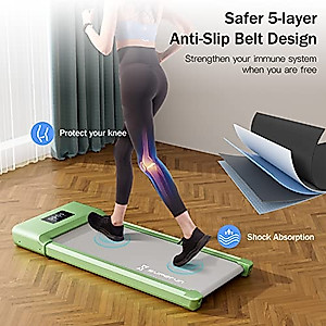 SupeRun Walking Pad Quiet, 2 in 1 Under Desk Treadmill, Walking Pad Treadmill Under Desk with 300LBS Weight Capacity, Installation-Free Walking Jogging Machine for Office Home Use