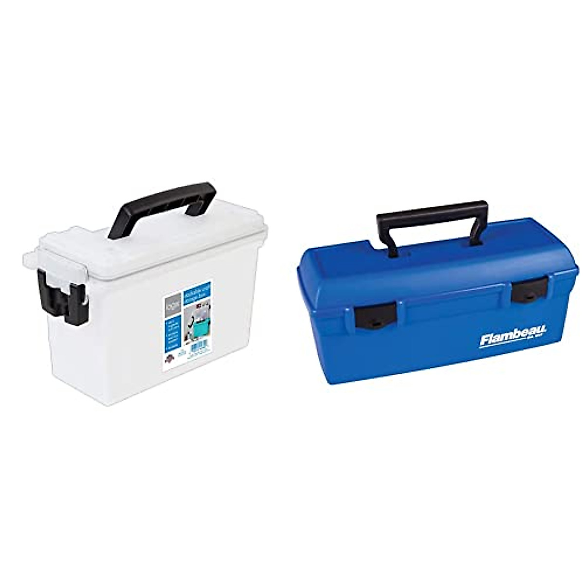 Logix 12535 Stackable Craft Storage Box with Handle, Locking Art Supply and Flambeau Outdoors 6009TD Lil' Brute Fishing Tackle and Gear Box with Lift-Out Tray