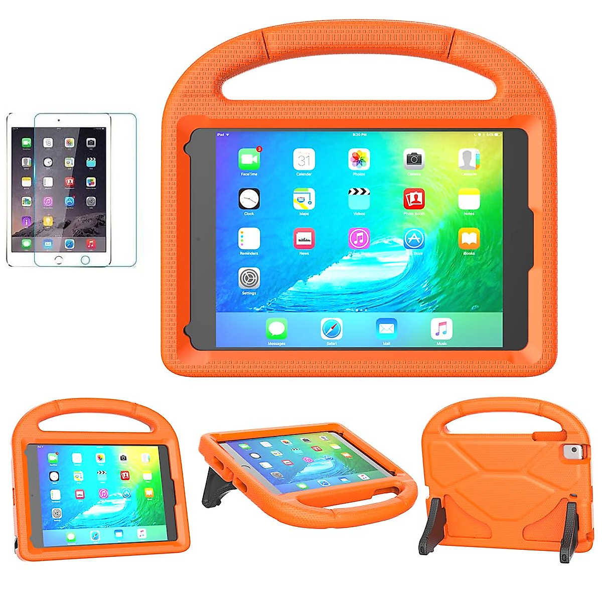SUPLIK Kids Case for iPad Mini 5/4/3/2/1 (7.9"), Durable Shockproof Protective Handle Bumper Stand Cover with 2*Screen Protectors for 7.9 inch Apple iPad Mini 5th/4th/3rd/2nd/1st Generation, Orange
