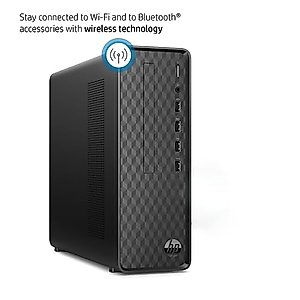 HP Slim Desktop, Intel Core i3-10105 Processor, 16GB DDR4 RAM, 1TB PCIe M.2 SSD, HDMI, RJ-45, Wireless Keyboard & Mouse, Wi-Fi, Windows 11 Home, Black