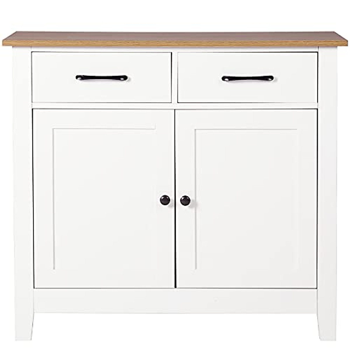 Friday discount Kitchen Sideboard Buffet Storage Cabinet with 2 Drawers, 1 Adjustable Shelf, 2 Doors Cupboard Console Table for Living Room, Dining Room, Hallway Furniture, Ivory White