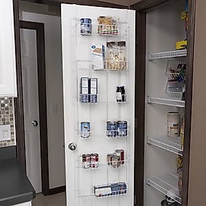 Lavish Home (White) 6-Tier Adjustable Pantry Shelves and Door Rack for Home Organization and Storage, (L) 19” x (W) 5” x (H) 56-64"