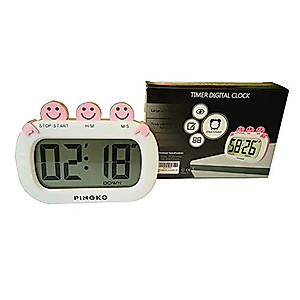 PINGKO Digital Kitchen Timer Fashion Design Clock Cooking Timer with Big Digits,Large LCD Display, Loud Alarm, Magnetic Backing Stand,Battery Included-Pink