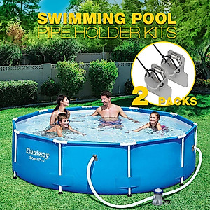 2PCS Swimming Pool Pipe Holders,Above Ground Pool Accessories,Pool Accessories,Pool Hoses for Above Ground Pools,Designed to Fit On Intex Pools,Preventing Pipes Sagging Accessory(Grey)